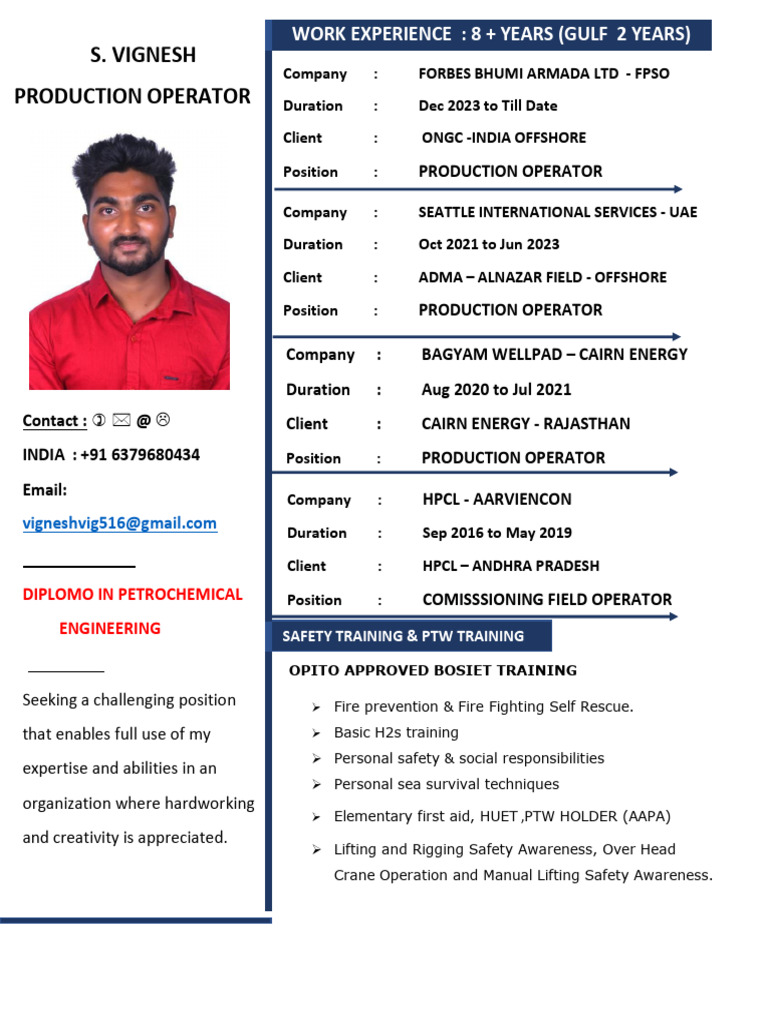 Vignesh Production Operator (11 Files Merged) | PDF