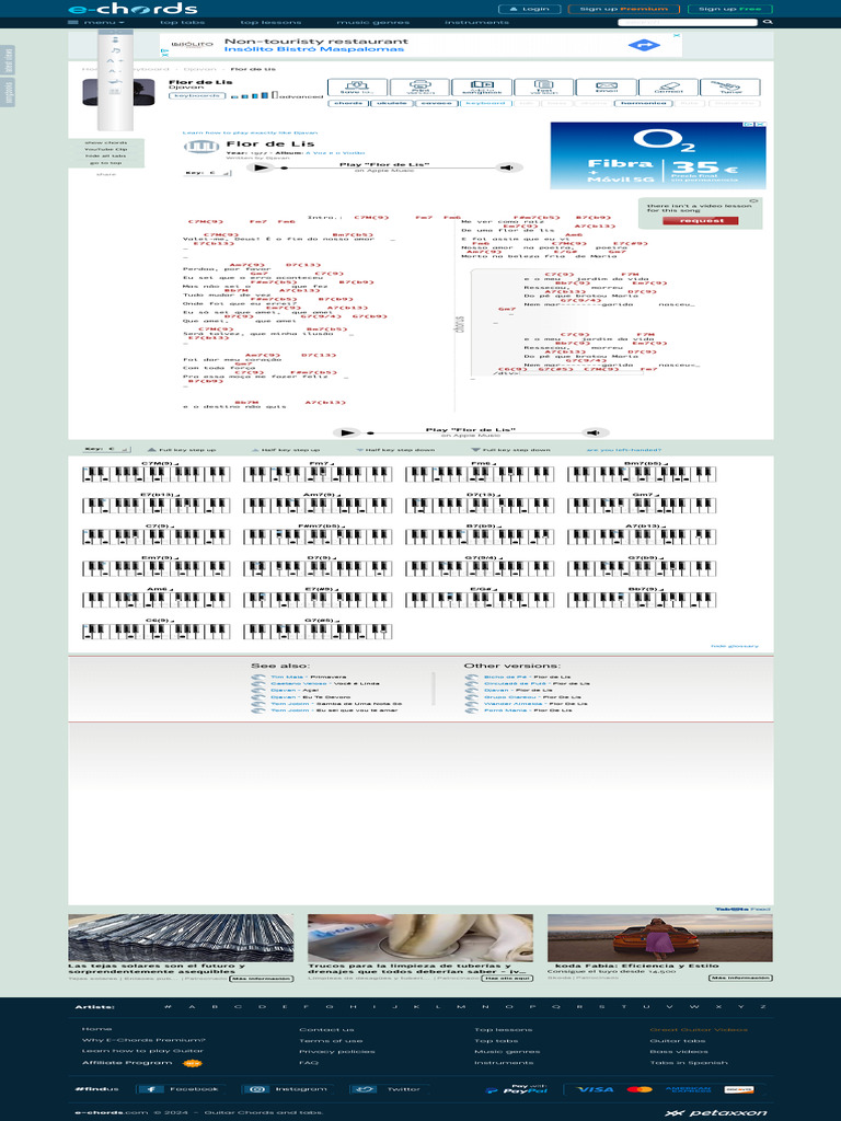FLOR DE LIS Keyboard - Djavan - E-Chords | PDF