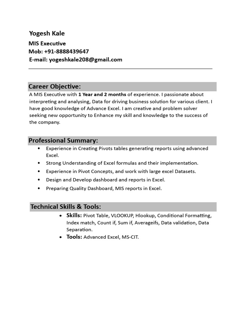 Yogesh Kale Resume | PDF