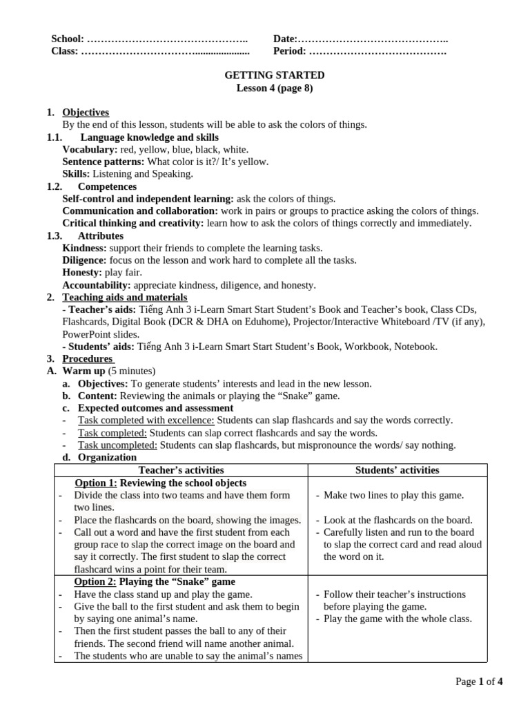 Getting Started - Lesson 4 - Page 8 | PDF