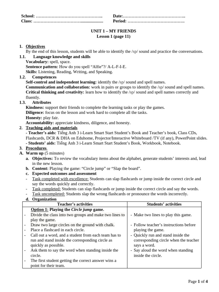 Unit 1 - Lesson 1 - Page 11 | PDF