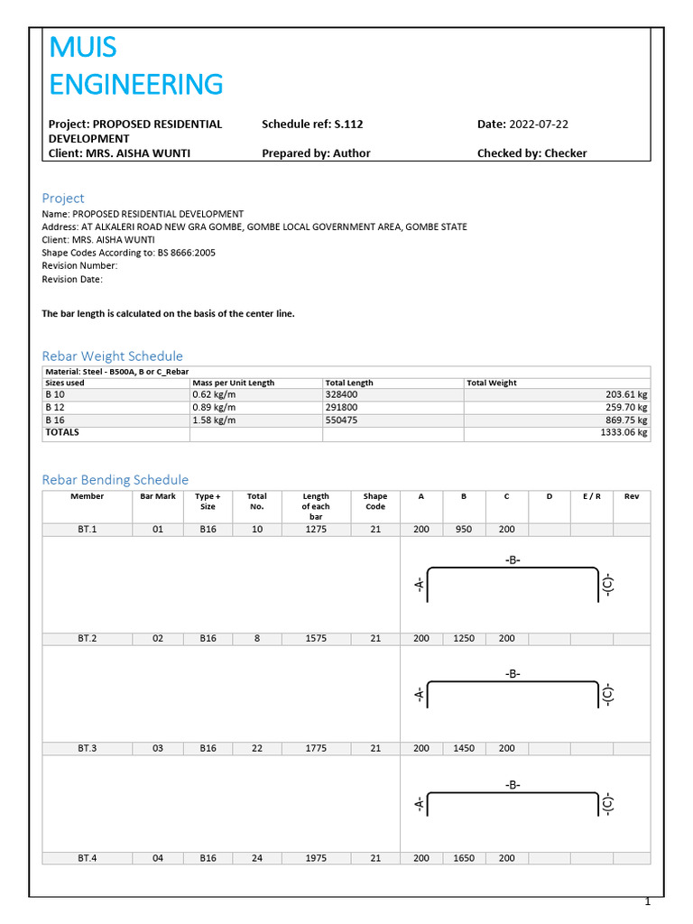 Aw Structural Schedule | PDF