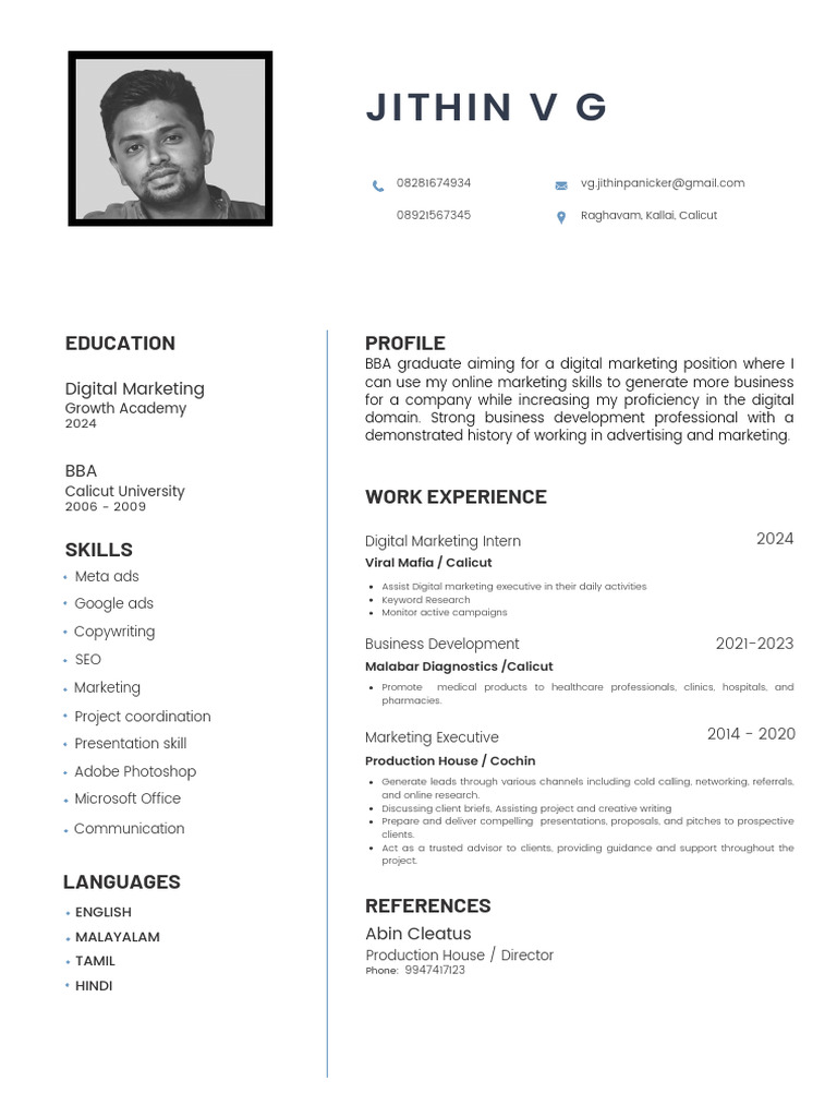 JITHIN V G Resume (1) | PDF