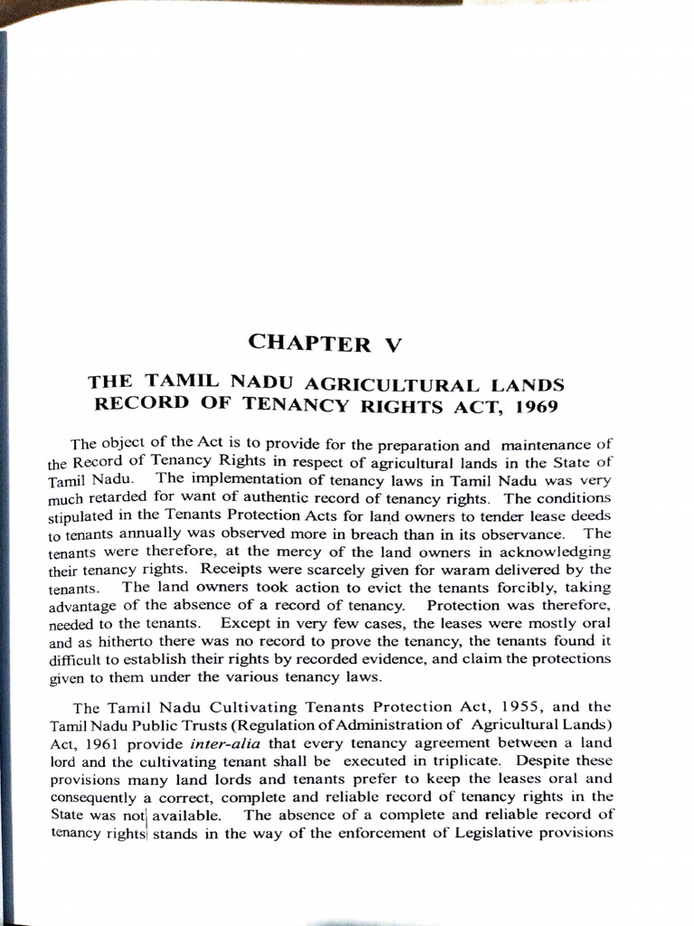 Record of Tenancy Rights Act, 1969 | PDF
