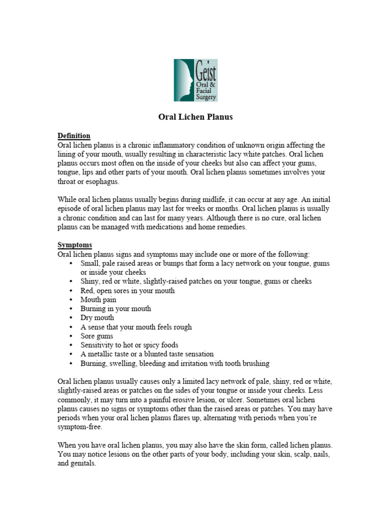 Oral-Lichen-Planus-Fact-Sheet | PDF