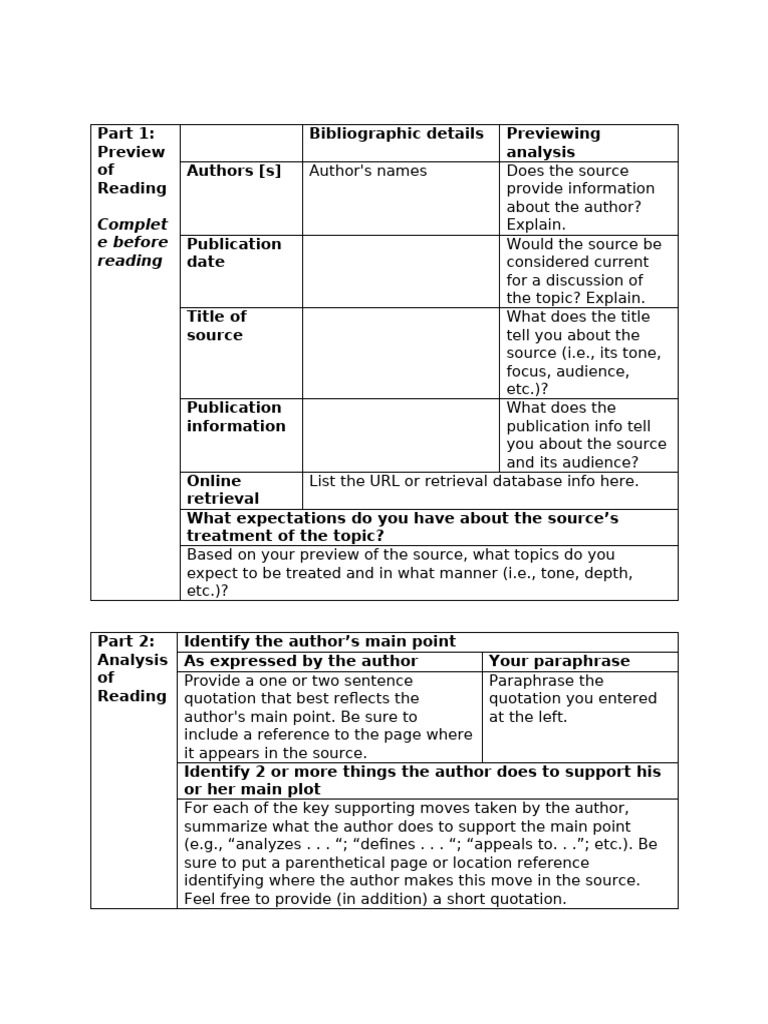 Reading Sheet | PDF