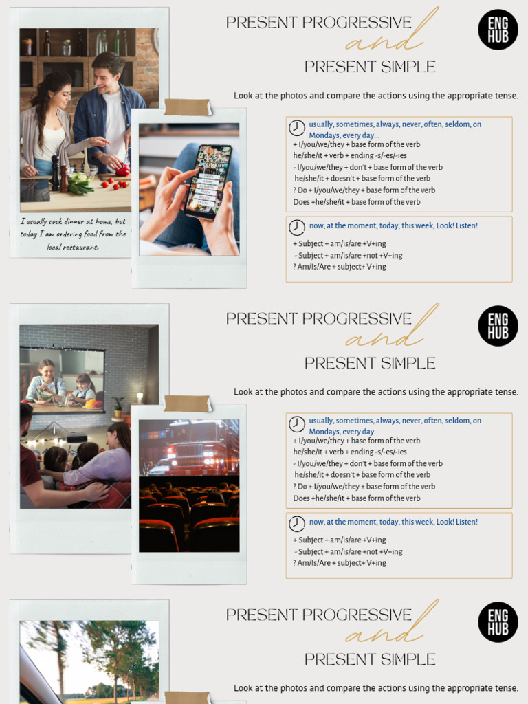 A1-A2 Present Simple Present Progressive Contrast | PDF