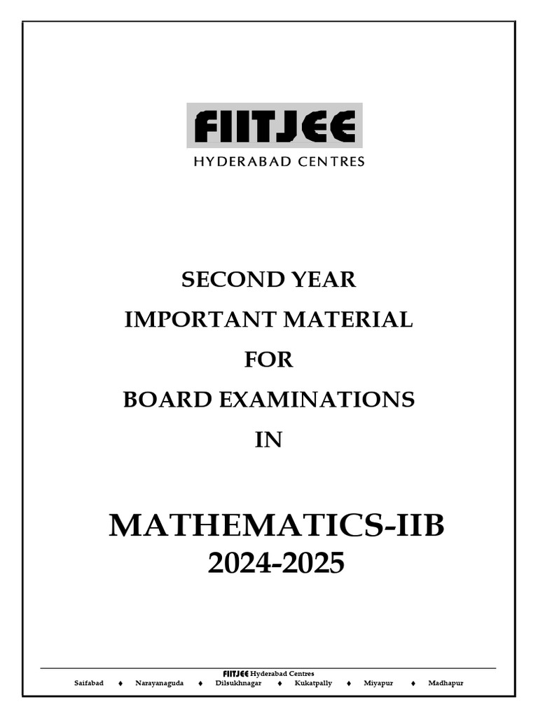 SR Maths-Iib Ipe Study Material 2024-25 - (01-147) | PDF