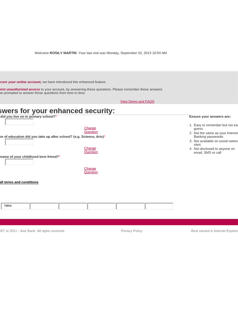 Welcome security questiouns ROSILY MARTIN | PDF
