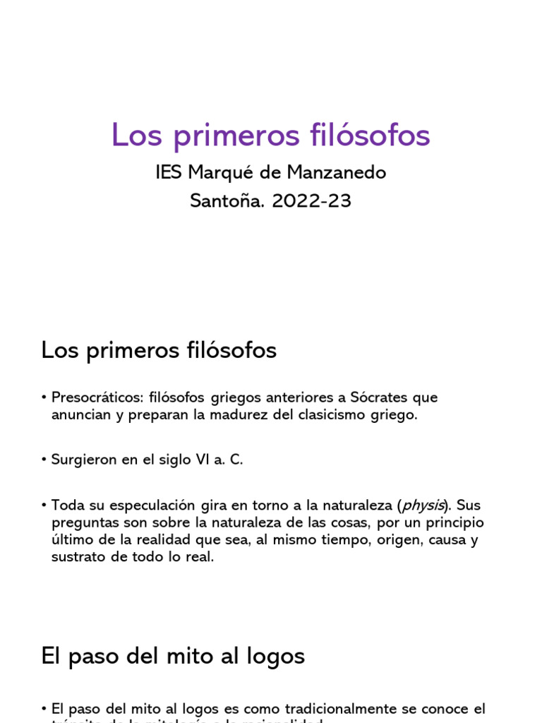 Presocráticos y Filósofos de Physis | PDF