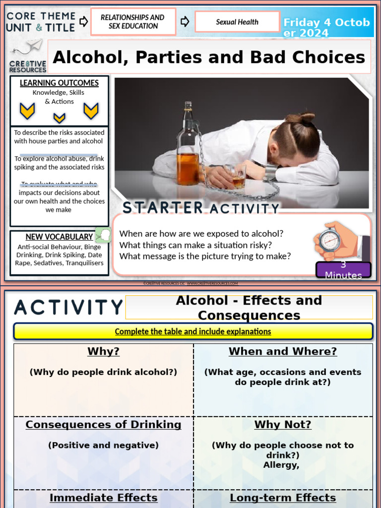 Lesson - Alcohol, Parties and Bad Choices | PDF