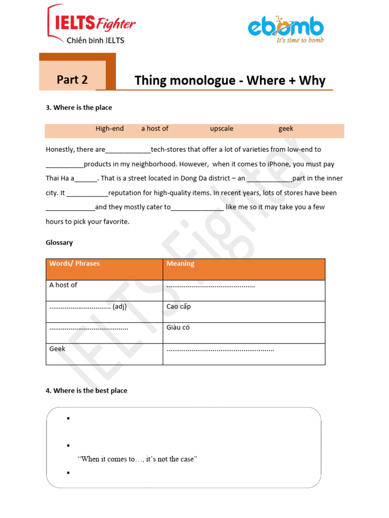 Unit 15 Part 2 Thing Monologue Where Why | PDF