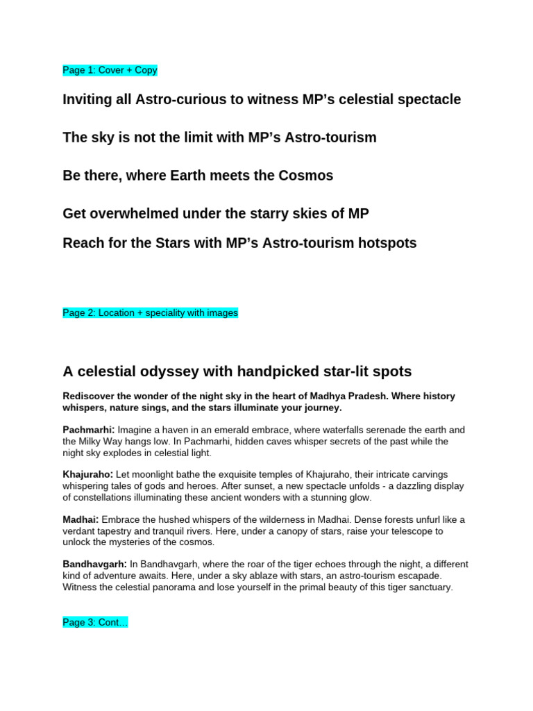 Astro Brochure - MP Tourism | PDF