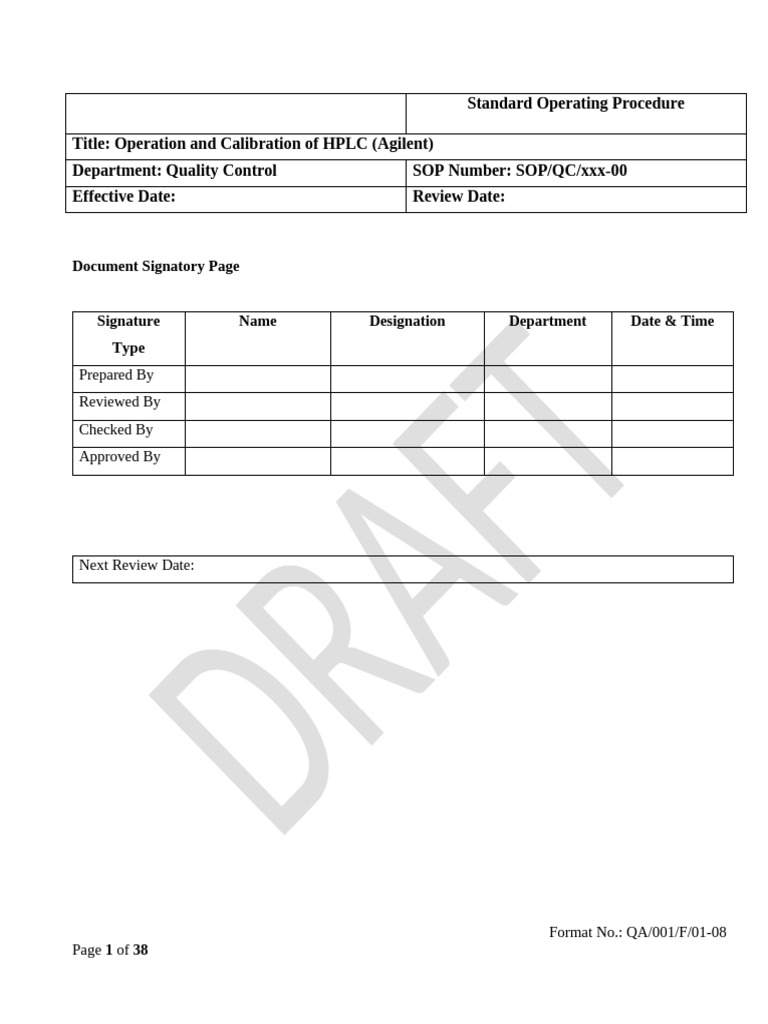 SOP-QC - New HPLC.. | PDF