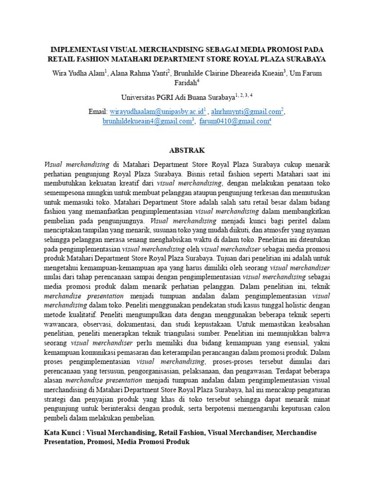 Implementasi Visual Merchandising Sebagai Media Promosi Pada Matahari ...