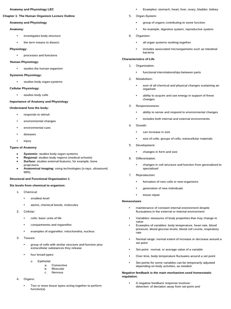 Anatomy and Physiology LEC | PDF