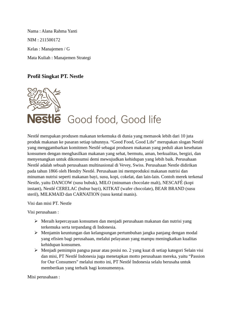 Analisis SWOT PT. NESTLE | PDF