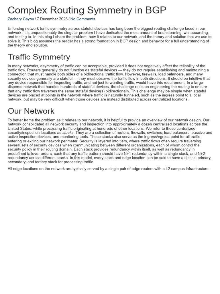 Complex Routing Symmetry in BGP - SMS | PDF