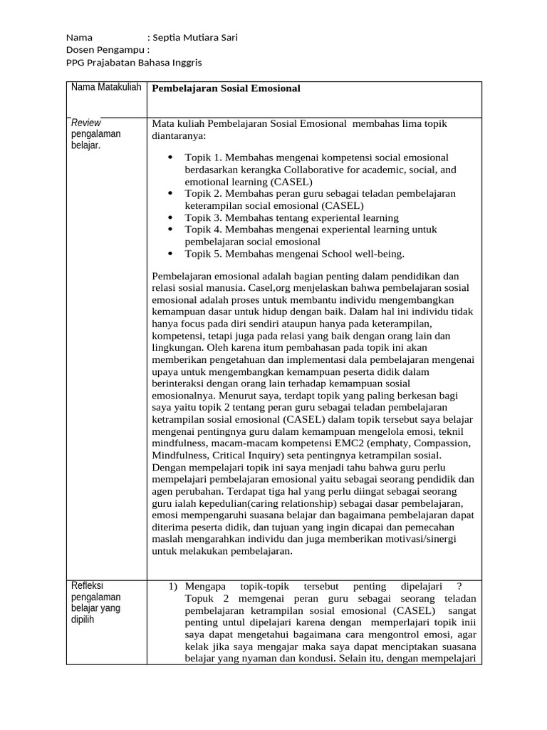 Jurnal Refleksi PSE | PDF