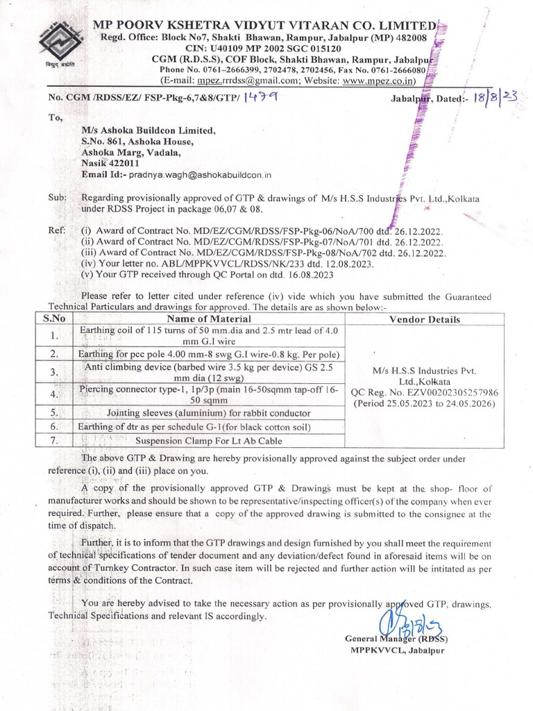 1479 Dtd. 18.08.2023 GTP & Drawing PKG 06, 07 & 08 | PDF