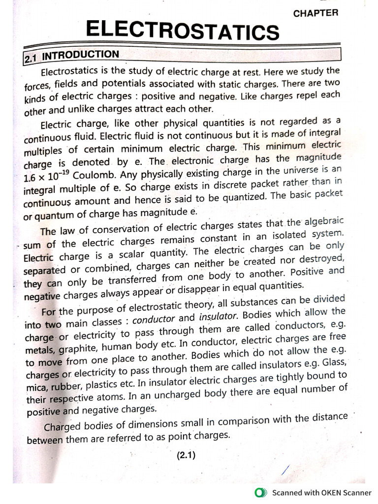Electrostatics Notes | PDF