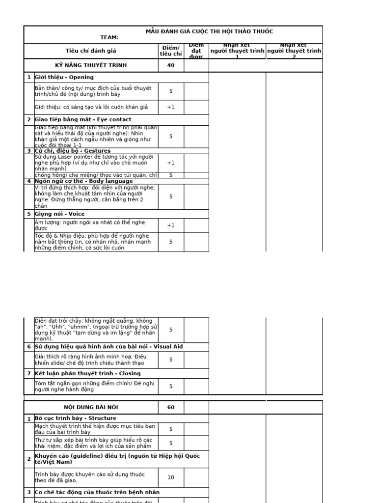BAREM CUỘC THI HỘI THẢO THUỐC | PDF
