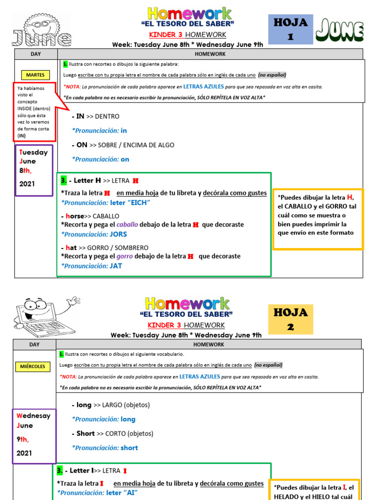 K3 HOMEWORK 8 y 9 JUNIO | PDF | Escritura latina | Lingüística