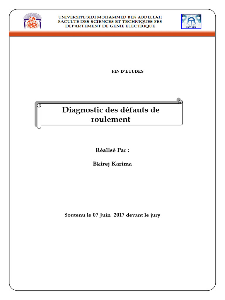 Diagnostic Des Défauts de Roulement - Karima BKIREJ | PDF