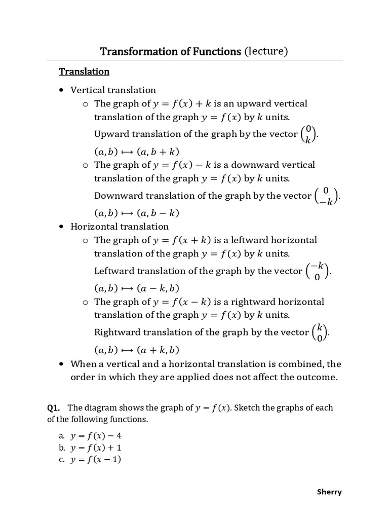 5 - Transformation of Functions (Lecture) | PDF | Geometry ...