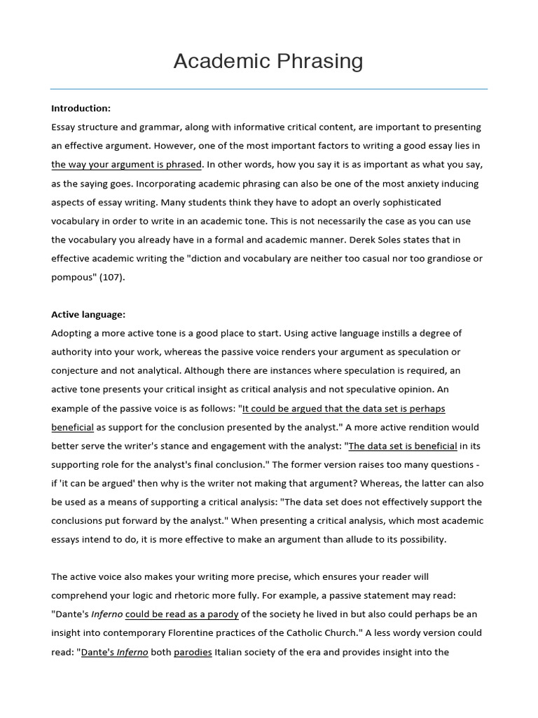 Academic Phrasing Handout1 | PDF