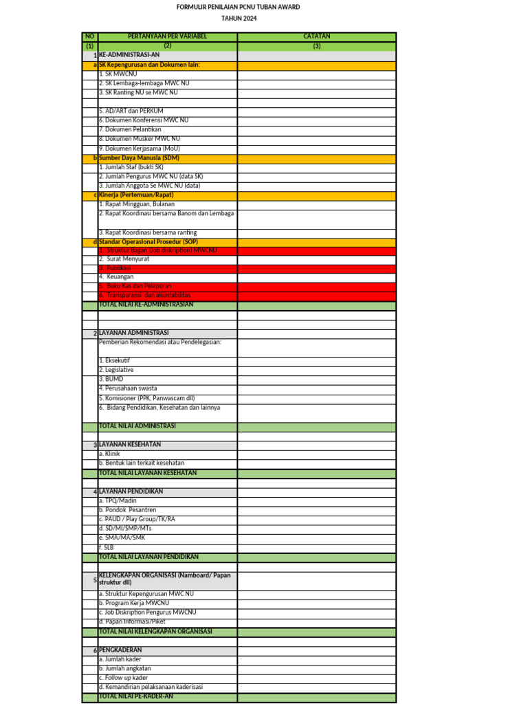 Perhitungan Nilai NU Award_MWCNU Jatirogo | PDF Perhitungan Nilai NU Award_MWCNU Jatirogo | PDF