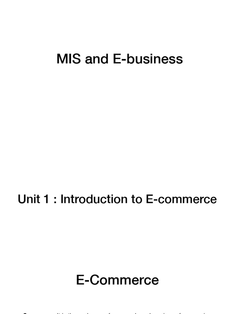 Unit 1 - Introduction to E-Commerce_BCA | PDF