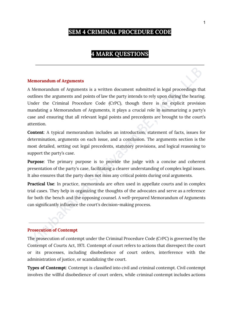 SEM 5 - Criminal Procedure Code-1 | PDF