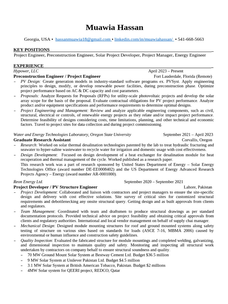 Muawia Resume - OSU Template | PDF | Photovoltaics | Technology ...