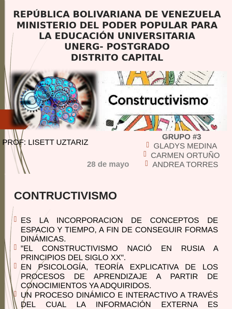 Contructivismo Presentacion Final | PDF | Constructivismo (filosofía de la educación) | Aprendizaje