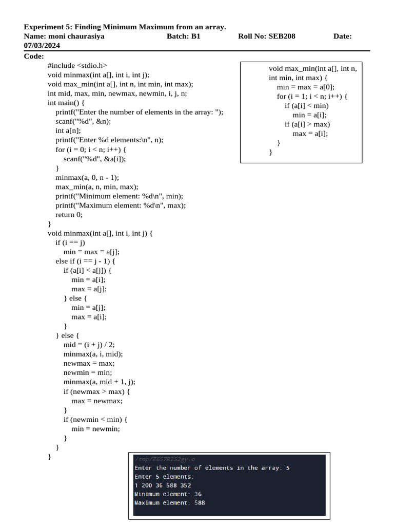 Experiment 5-MinMax | PDF