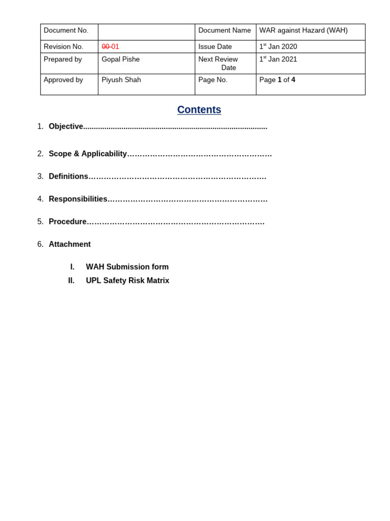 War Against Hazard (Wah) | PDF