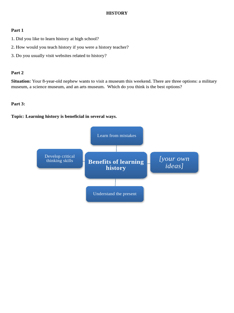 B1 Speaking - Unit 3 History | PDF