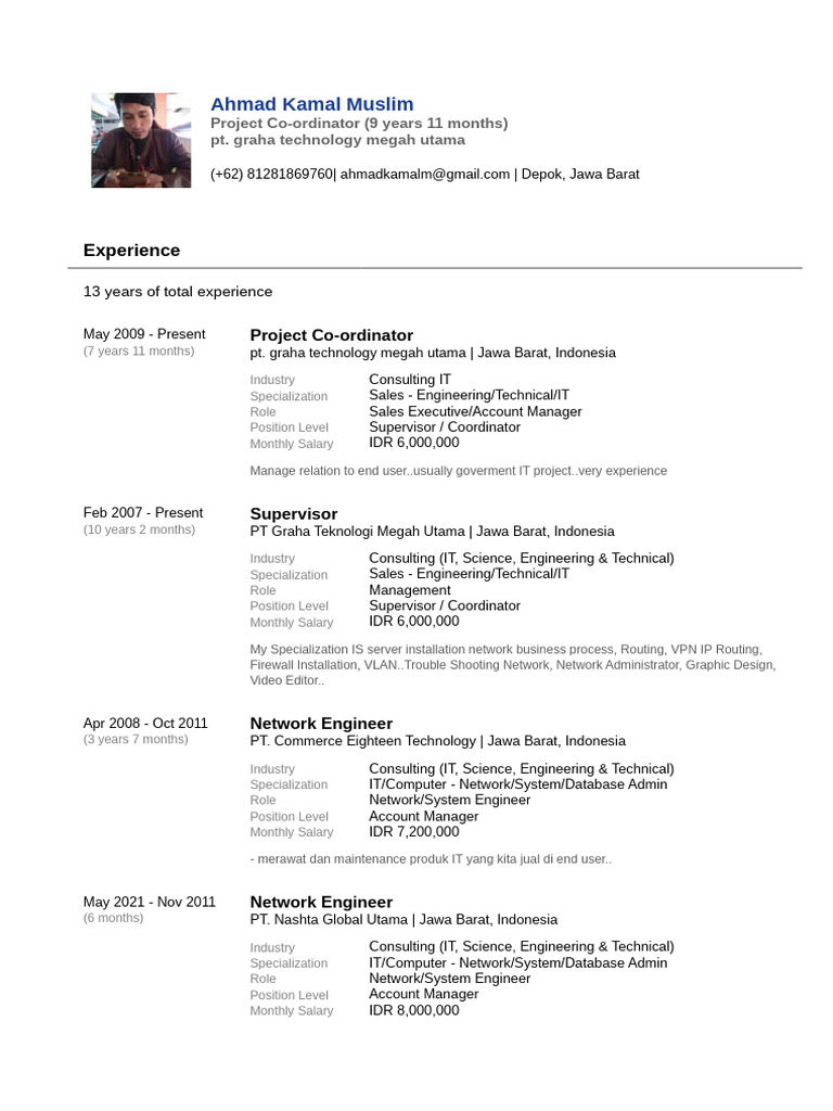 CV Ahmad Kamal | PDF