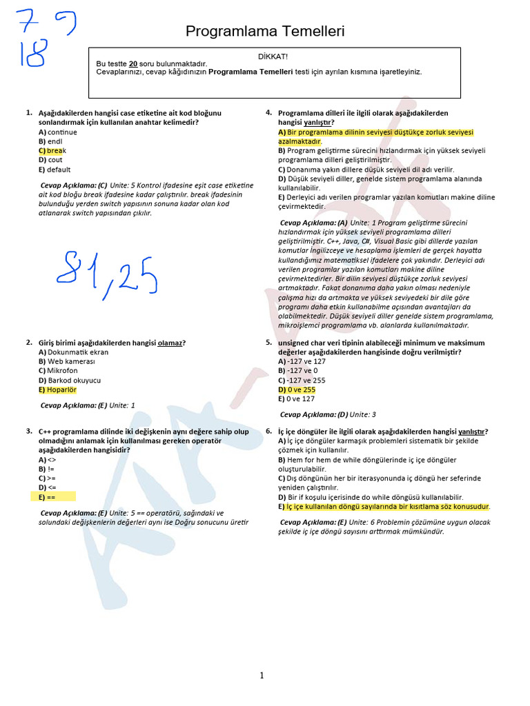 Programlama Temelleri | PDF