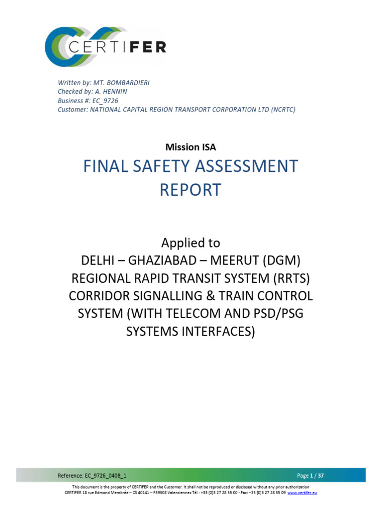 EC_9726_0408_1 - Report 6 - Final Safety Assessment Report | PDF