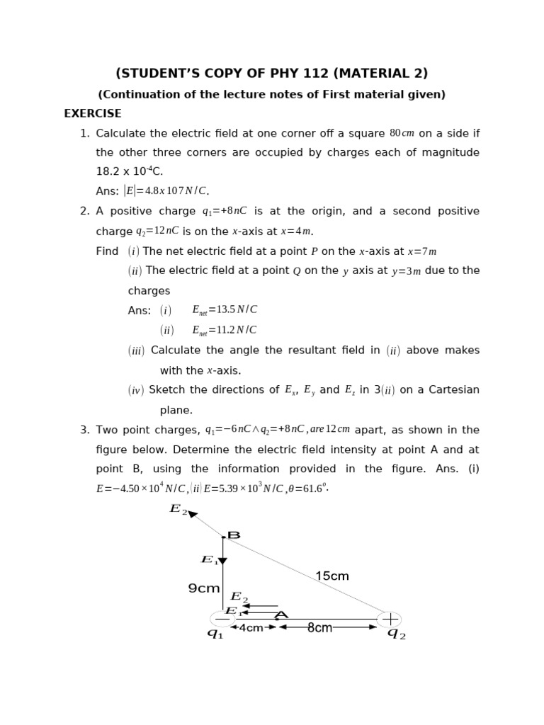 Phy 112 Lecture Note - Student's Copy 2 | PDF