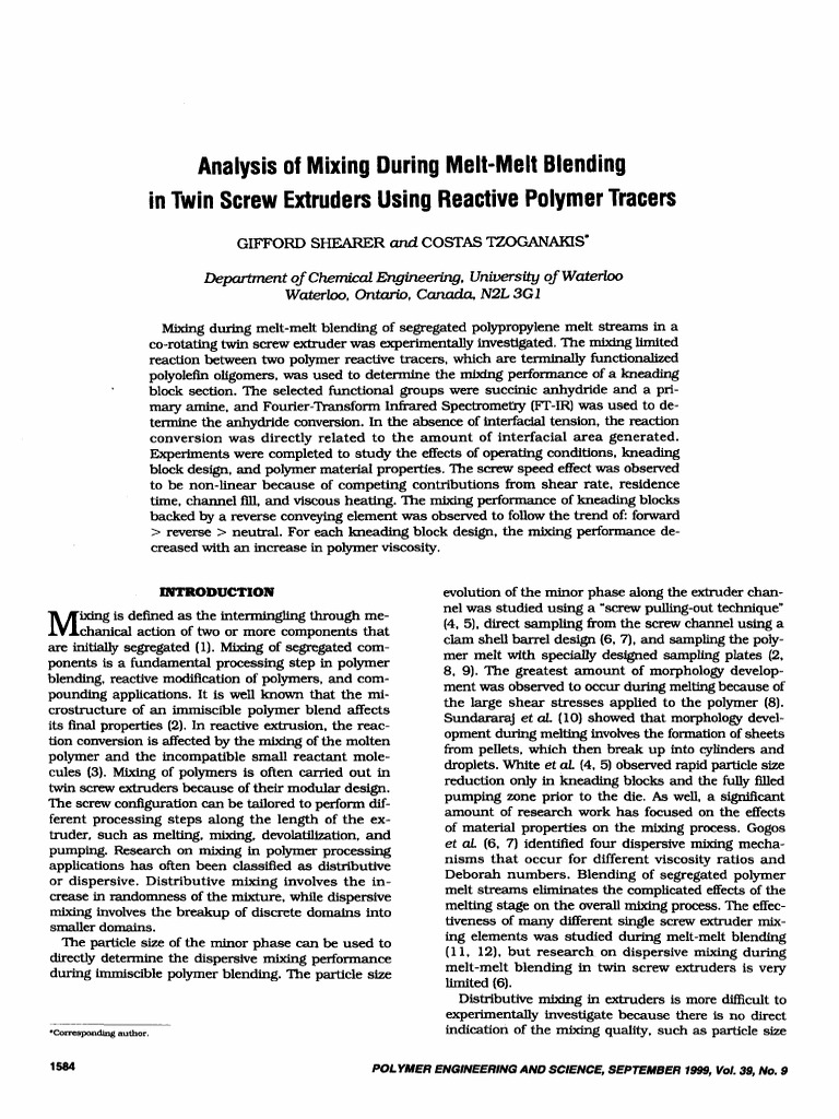 Analysis of Mixing During Melt-Melt Blending | PDF