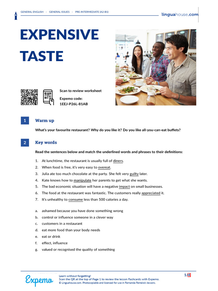 Expensive Taste British English Student | PDF