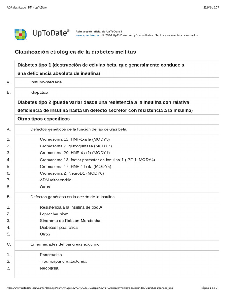 ADA Classification DM - UpToDate | PDF