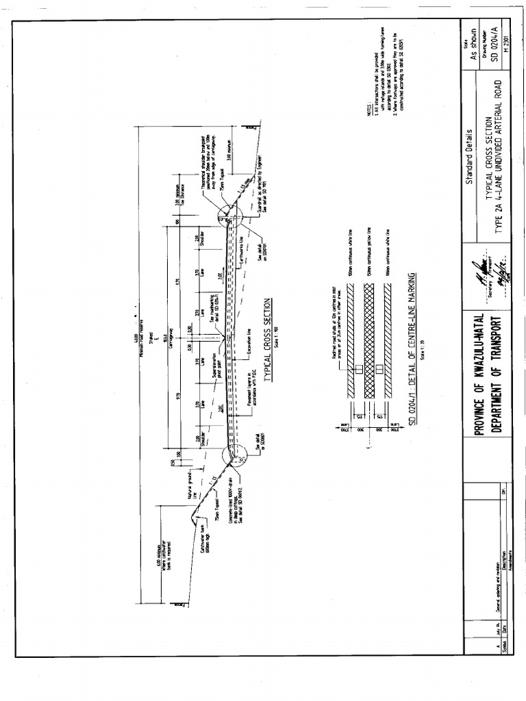 sd0204 - A - Typical Cross Section Type 2A - 4 Lane Undivided Arterial ...