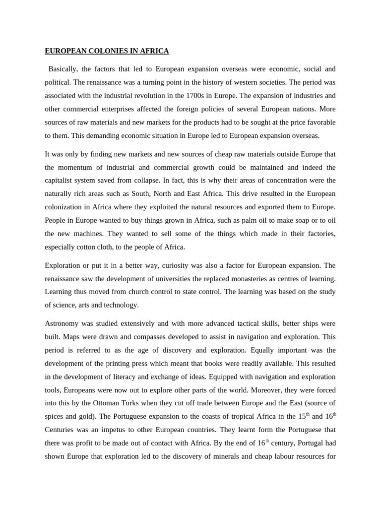 European Colonization of Africa | PDF | Imperialism | Travel