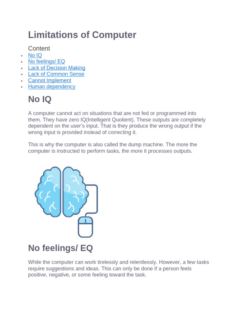 Limitations of Computer | PDF