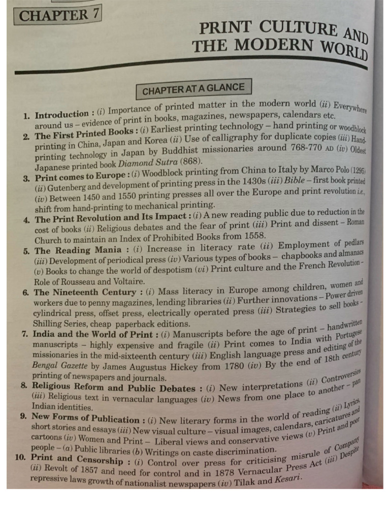 Class 10 HISTORY Print Culture and The Modern World | PDF