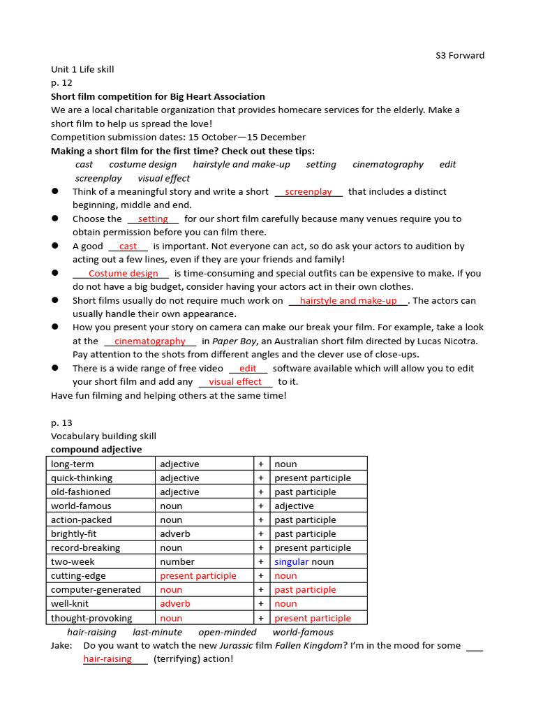 Short Film Competition Guide | PDF | Adjective | Games & Activities